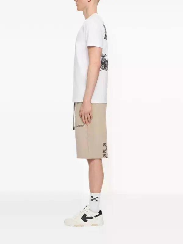 Off-White Drawstring Heraldic Print Shorts