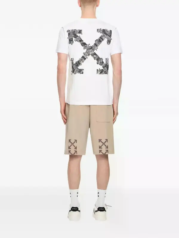 Off-White Drawstring Heraldic Print Shorts
