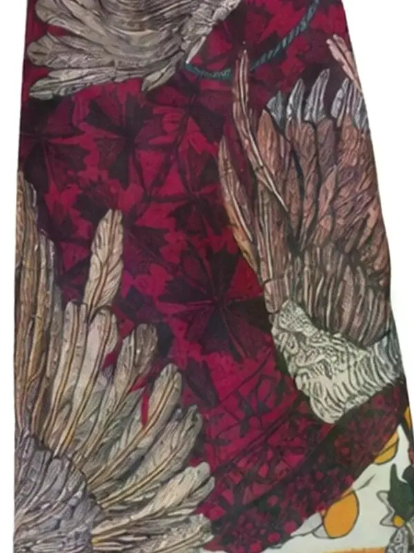 SABINA SAVAGE Leopard-pattern Bird-print Scarf - Red