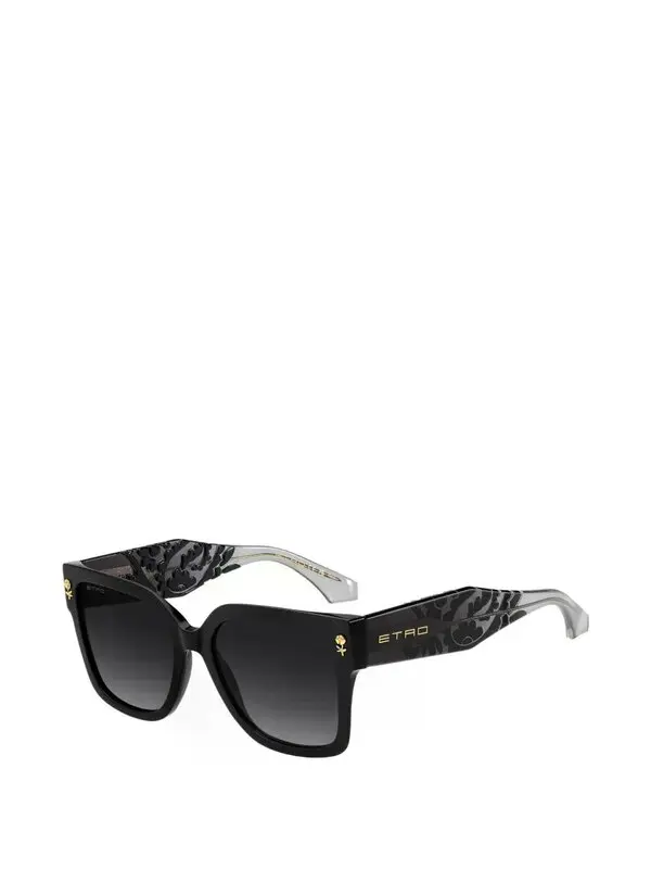 Etro Square Frame Sunglasses With Floral Detail - Black