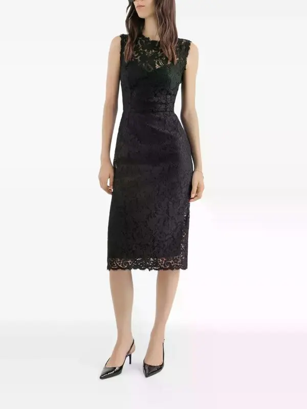Dolce & Gabbana Lace Sleeveless Midi Dress - Black