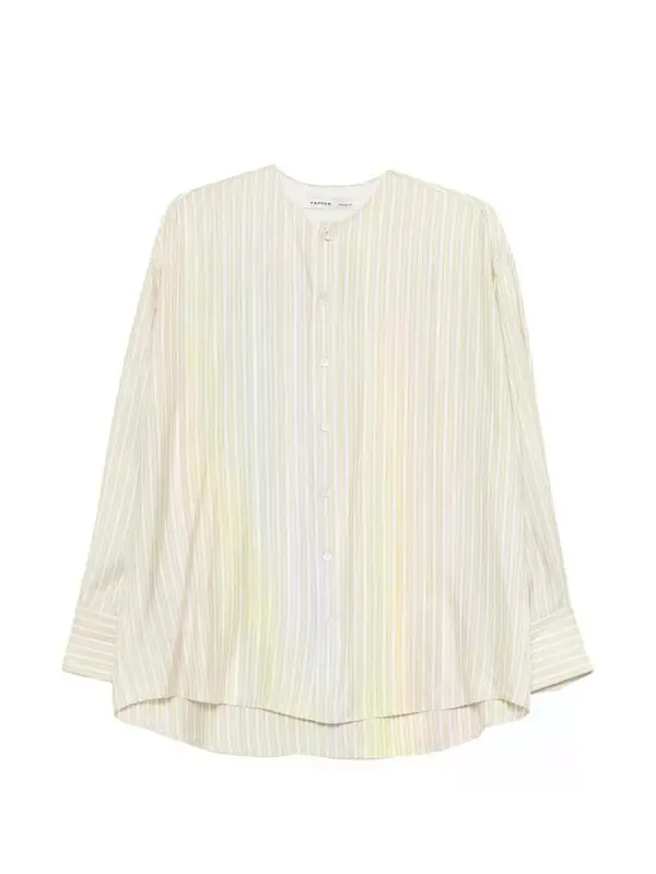 Carven Striped Pattern Band Collar Shirt - Neutrals