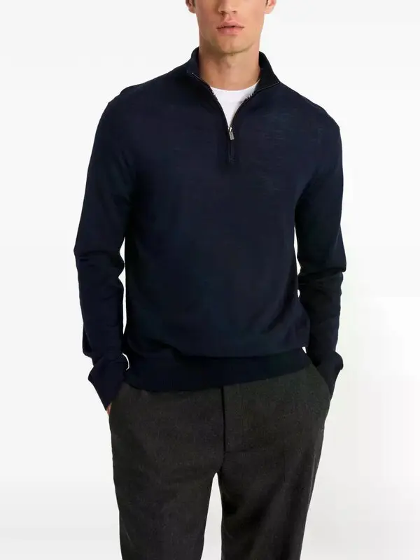 Pringle Of Scotland Quarter-zip Merino Wool Sweater - Blue