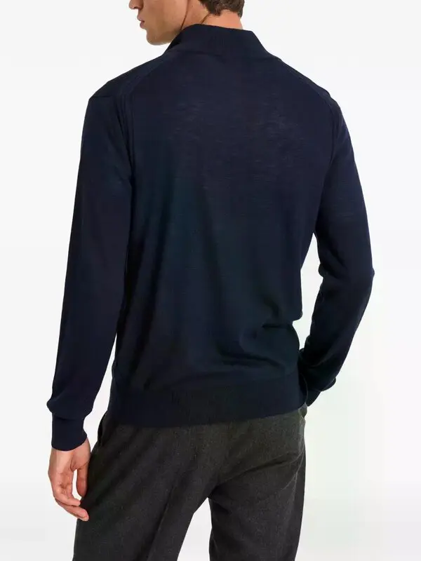 Pringle Of Scotland Quarter-zip Merino Wool Sweater - Blue