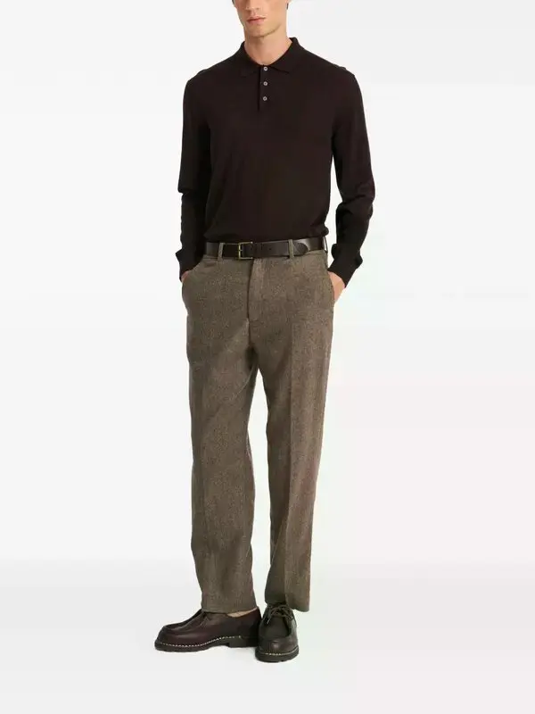 Pringle Of Scotland Polo-collar Merino Wool Sweater - Brown