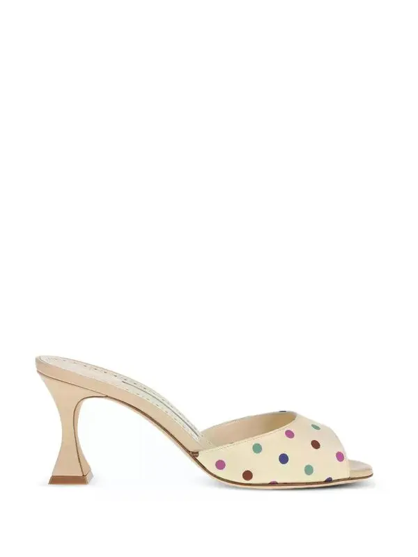 Manolo Blahnik Cream Polka Dot Open Toe Sandals