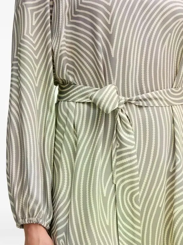 MARC AUREL V-neck Long Sleeve Printed Midi Dress
