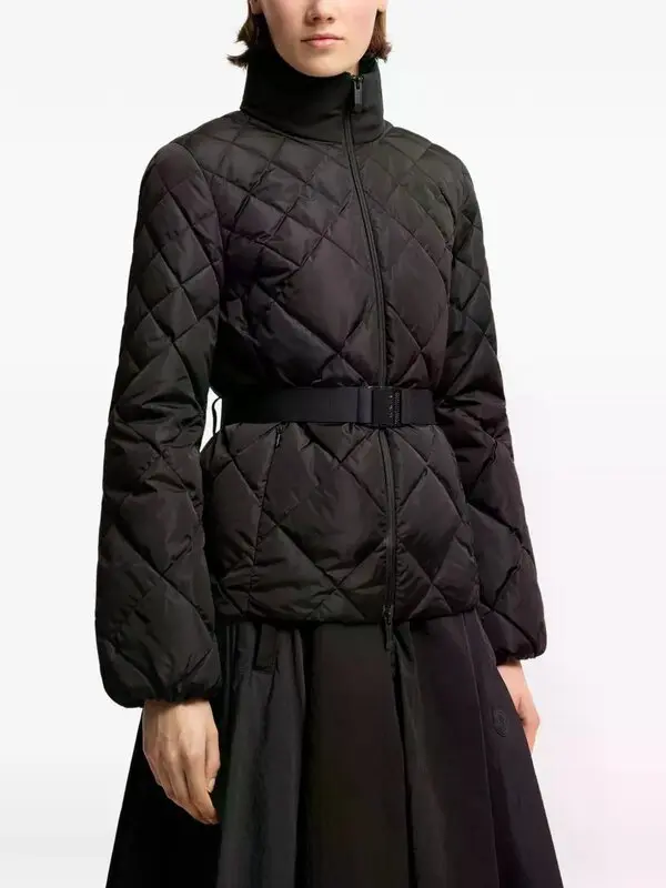 Moncler Diamond-quilted Belted Jacket - Black