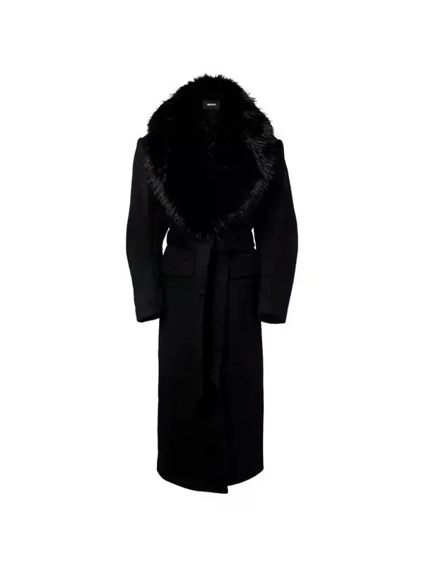 ROTATE BY BIRGER CHRISTENSEN Faux Fur Collar Wool Coat