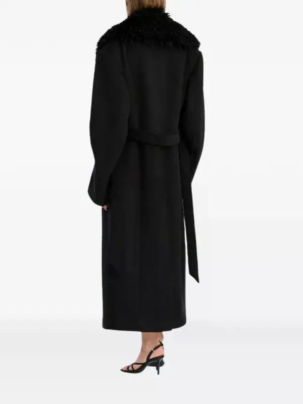 ROTATE BY BIRGER CHRISTENSEN Faux Fur Collar Wool Coat