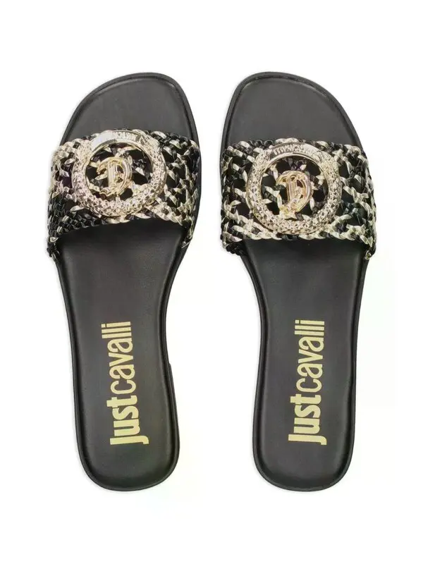 Just Cavalli Logo Plaque Woven Sandals