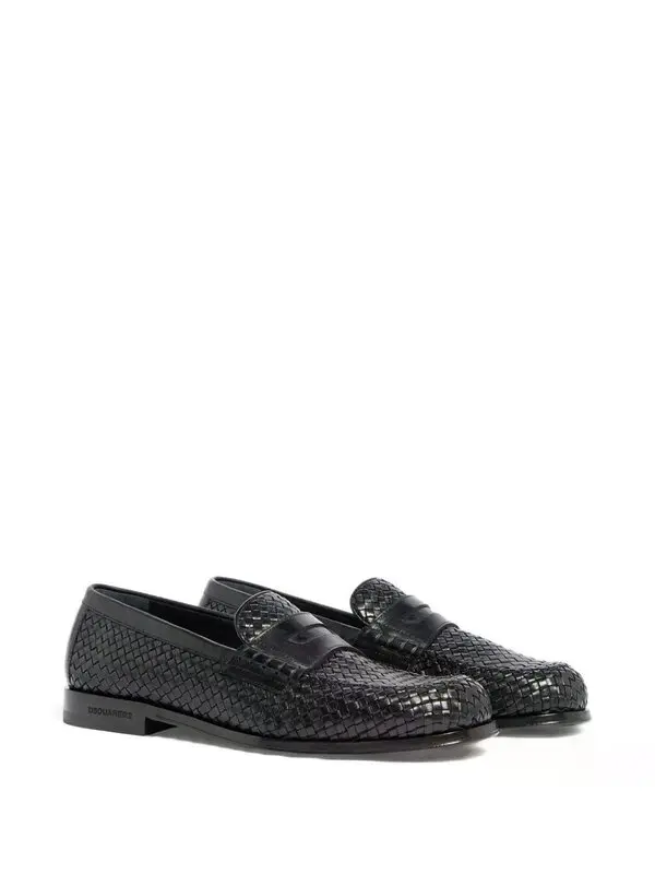 Dsquared2 Neoclassic Woven Leather Loafers - Black