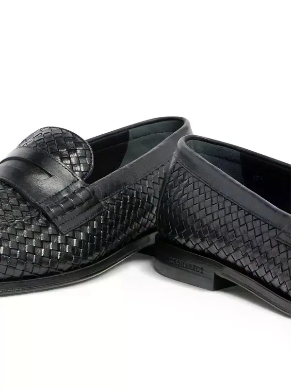 Dsquared2 Neoclassic Woven Leather Loafers - Black