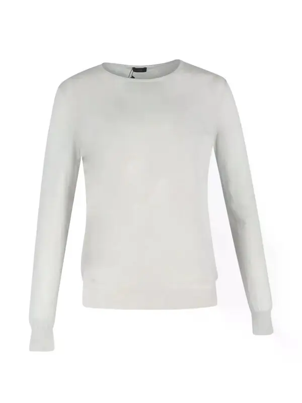 JOSEPH Fine-knit Crew Neck Long Sleeve Top - White