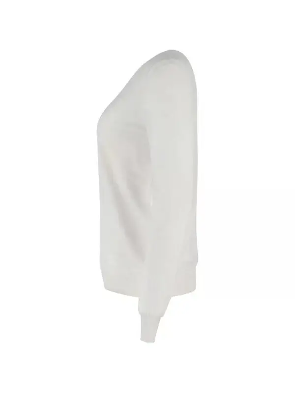JOSEPH Fine-knit Crew Neck Long Sleeve Top - White
