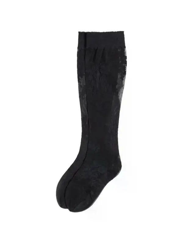 Valentino Garavani Floral Lycra Knee-high Socks - Black