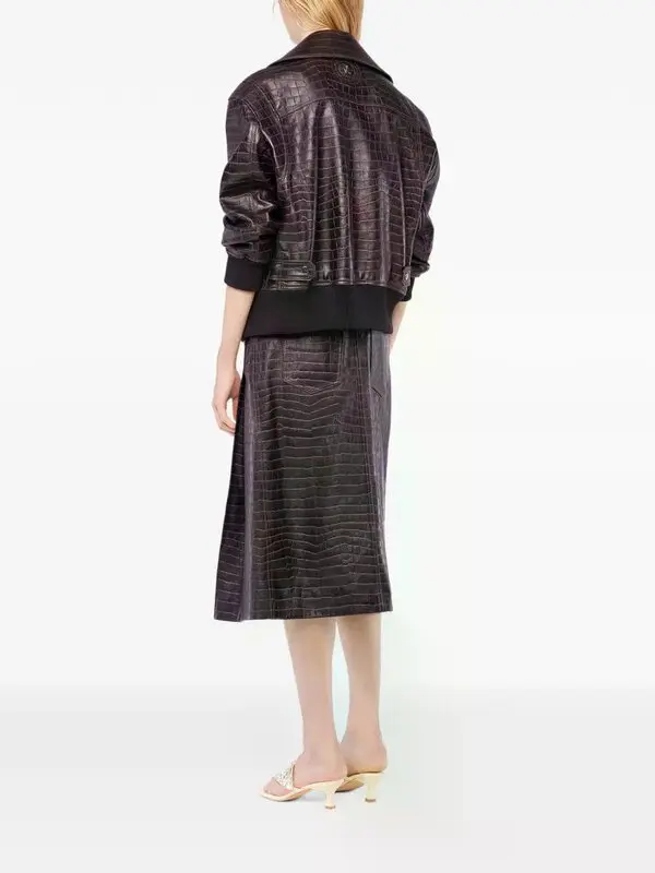 Rabanne Crocodile Effect Leather Bomber Jacket
