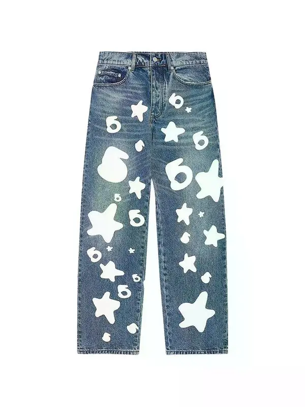 SP5DER Star Print Bootcut Jeans