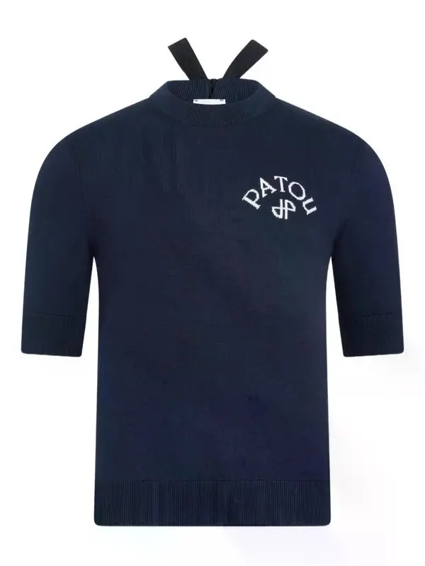 PATOU Bow-detail Short-sleeved Top - Blue