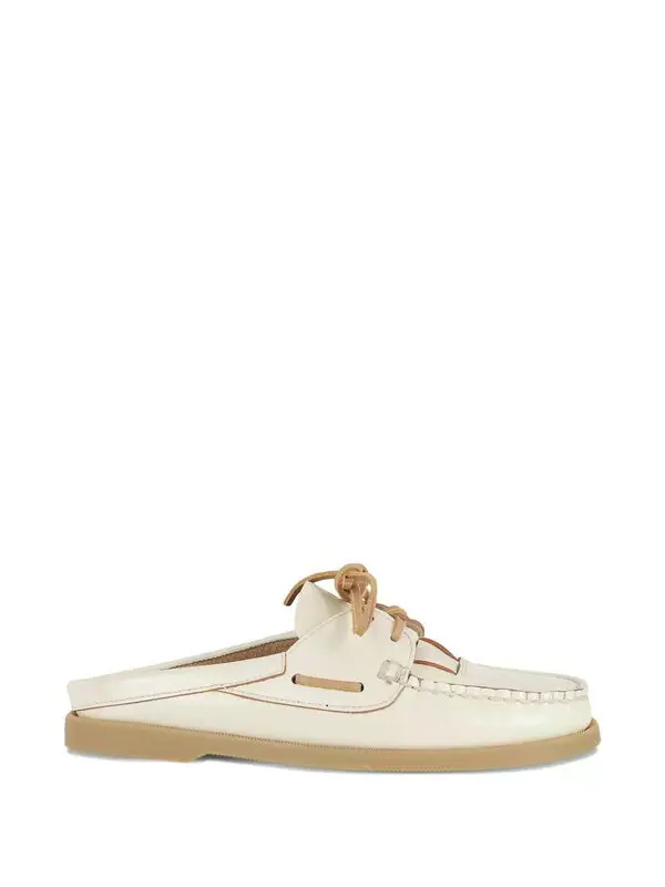 Hereu Slip-on Leather Mules With Tie Detail - Neutrals
