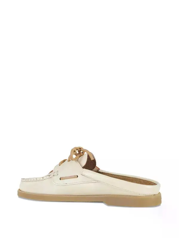 Hereu Slip-on Leather Mules With Tie Detail - Neutrals