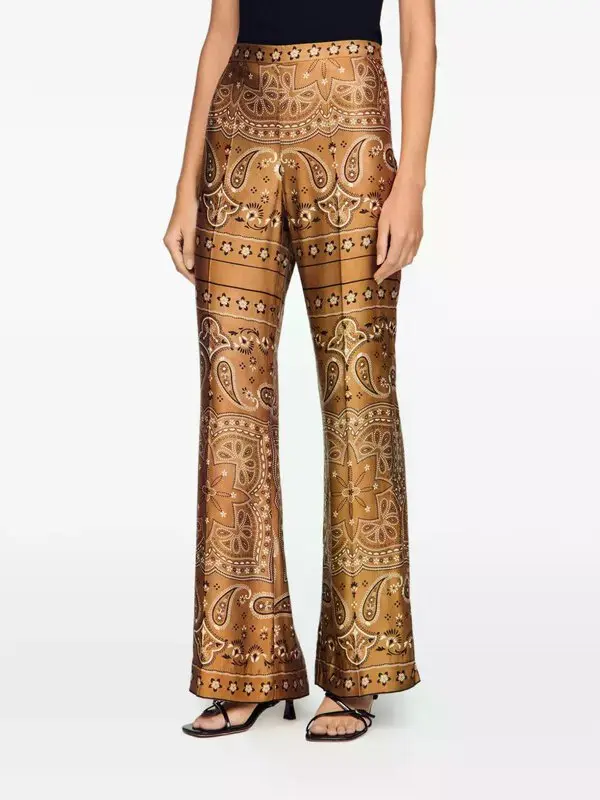 Sandro Bandana-print Flowy Trousers - Brown