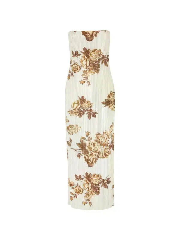 Magda Butrym Strapless Floral Print Midi Dress - Neutrals