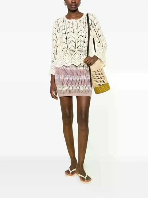 Amiri Crochet Striped Mini Skirt