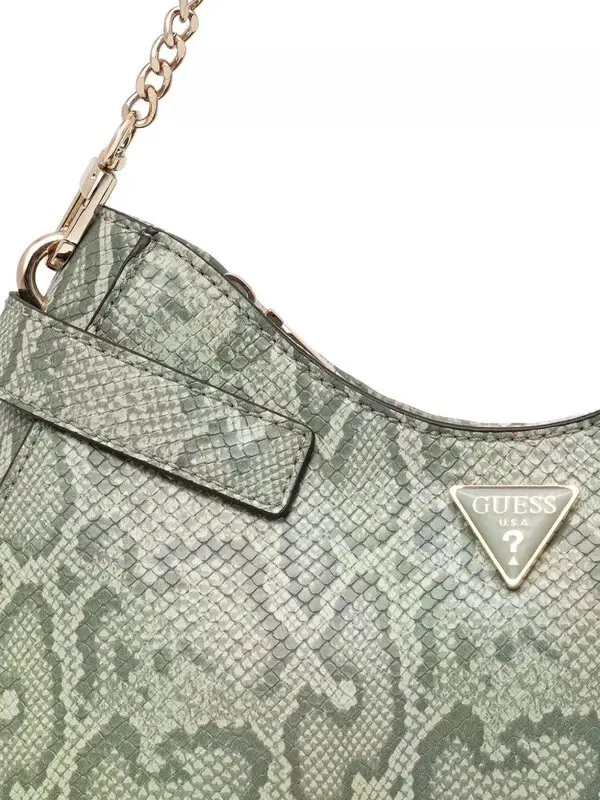 Guess Serenova Snake-print Shoulder Bag With Chain Strap