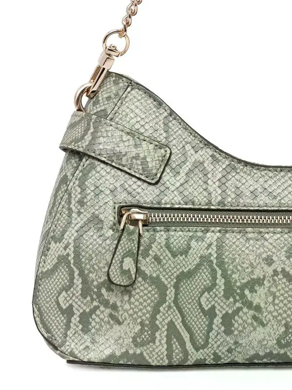 Guess Serenova Snake-print Shoulder Bag With Chain Strap