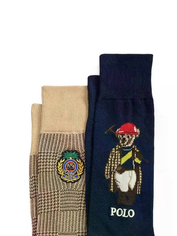Polo Ralph Lauren Polo Bear And Crest Patch Crew Socks - Blue