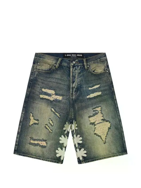 LOSTSHDWS Distressed Floral Embellished Denim Shorts