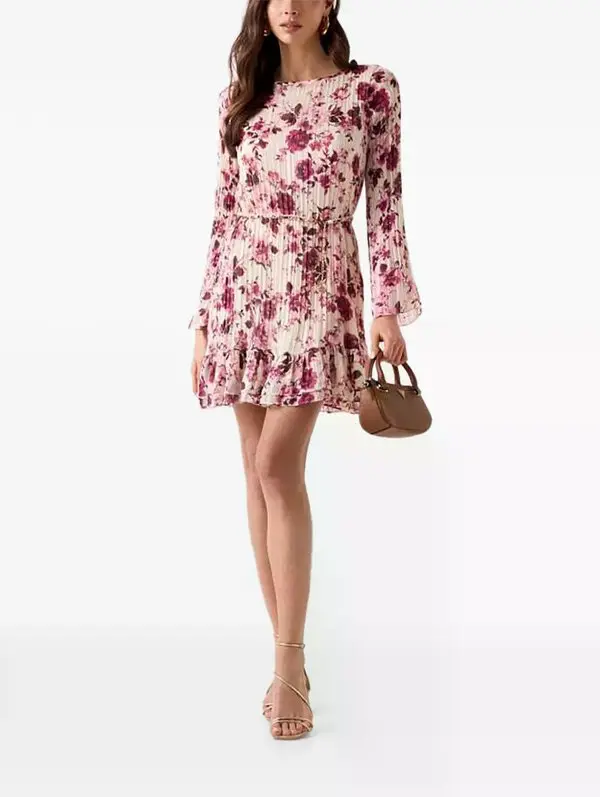Guess Pleated Mini Dress With Chain Belt