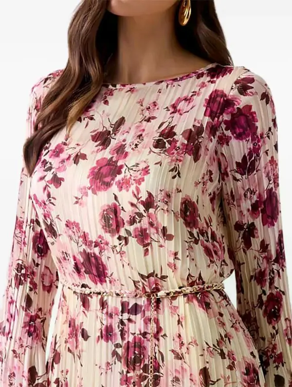 Guess Pleated Mini Dress With Chain Belt