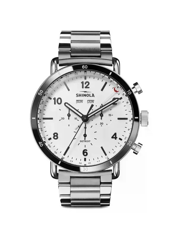 Shinola Canfield Sport 45mm Watch With Dial - White