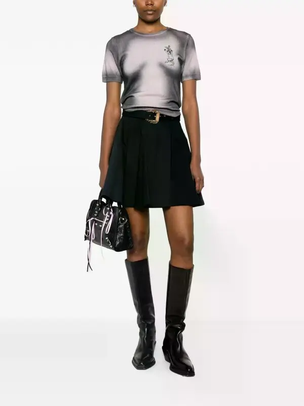 Versace Belted Pleated Skirt - Black