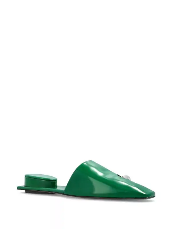 Tory Burch Pierced Leather Mules - Green