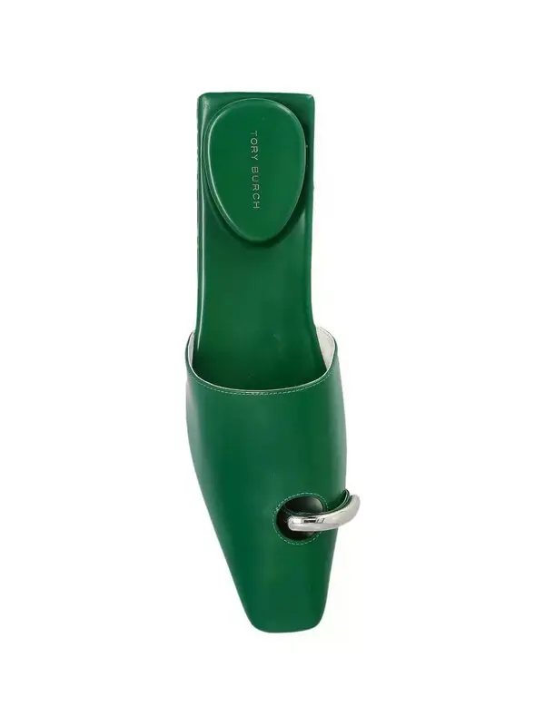 Tory Burch Pierced Leather Mules - Green