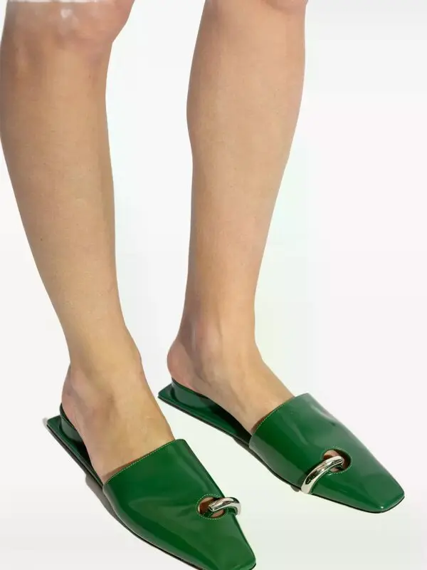 Tory Burch Pierced Leather Mules - Green