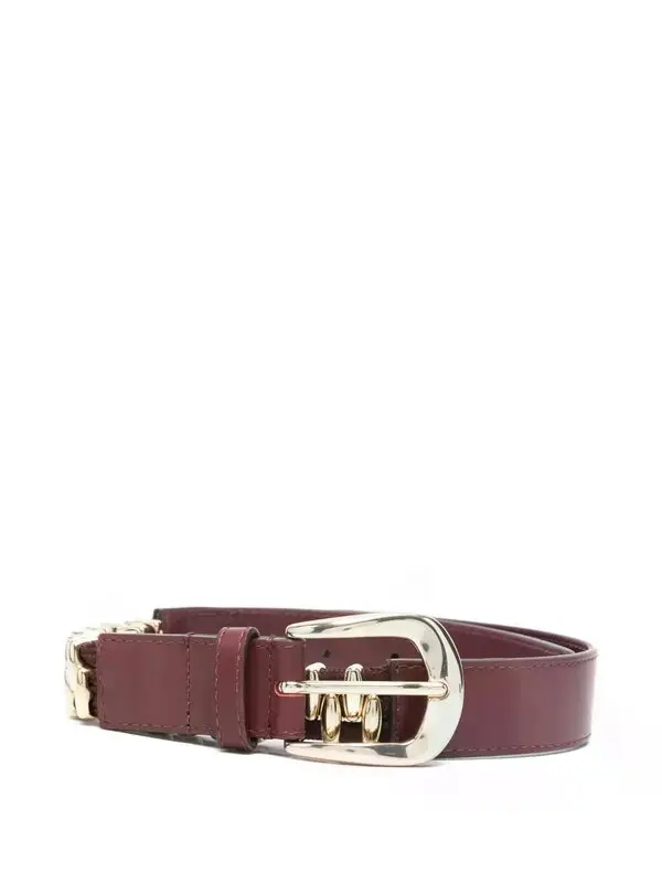 Sandro Leather Belt With Metal Buckle - Red