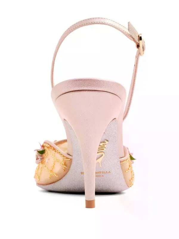 Rene Caovilla Floral Embellished Pointed Toe Slingback Pumps