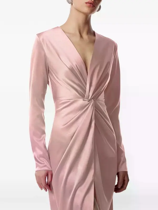 FRAMBOISE Twisted V-neck Maxi Dress - Pink