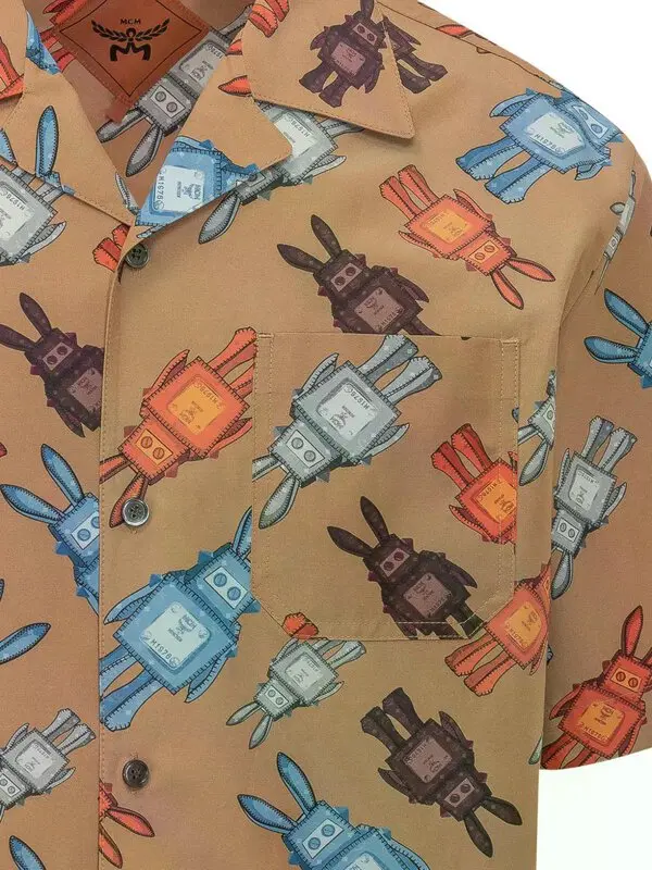 Mcm Rabot Rabbit-print Camp-collar Shirt