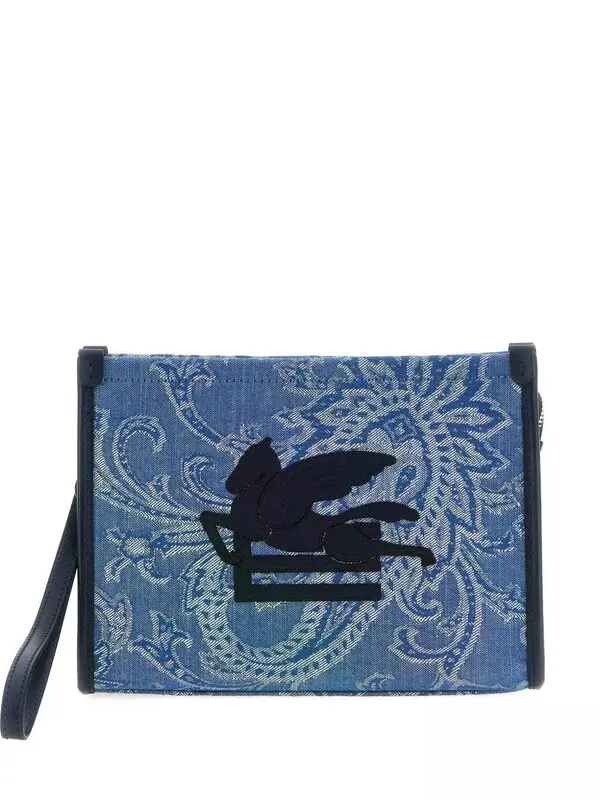 Etro Paisley Jacquard Clutch Bag - Blue