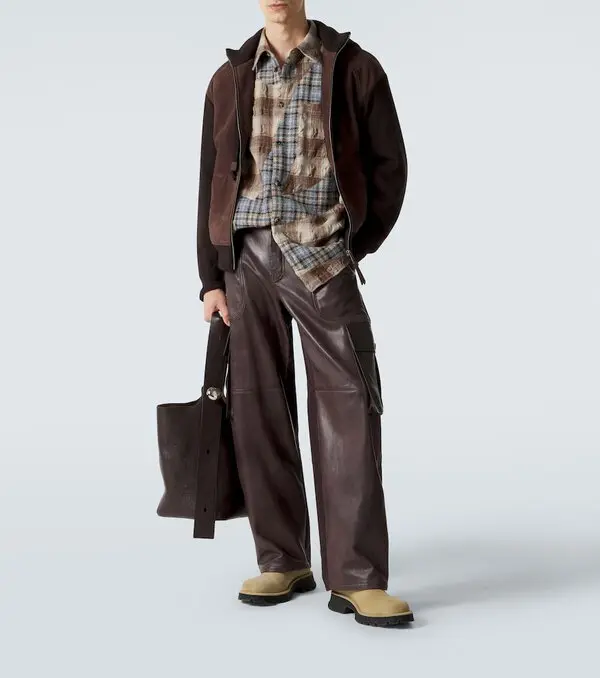 Loewe Paneled Suede Zip-up Hoodie