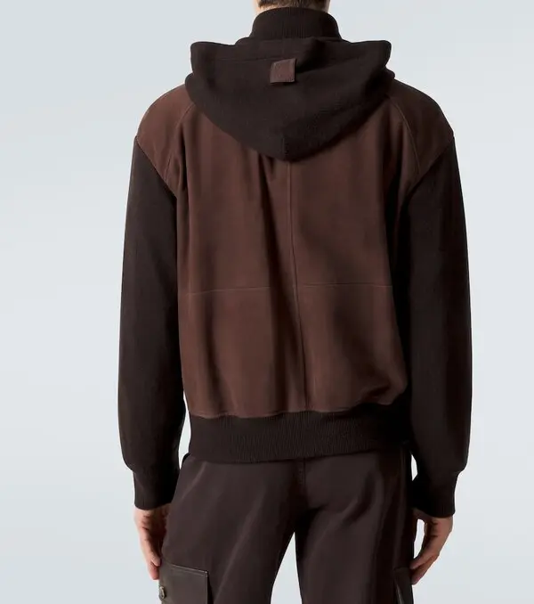 Loewe Paneled Suede Zip-up Hoodie