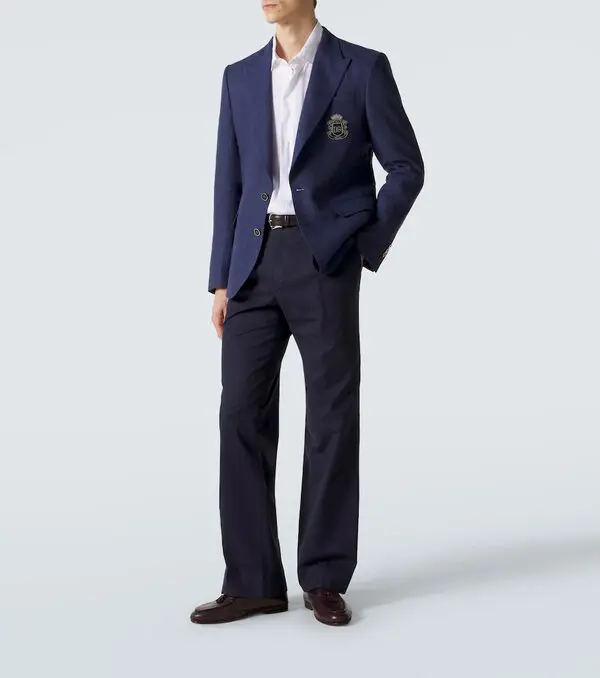Dolce & Gabbana Logo Single-breasted Linen Blazer