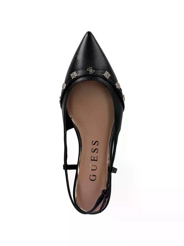 Guess Appliqué Point-toe Slingback Flat Pumps - Black