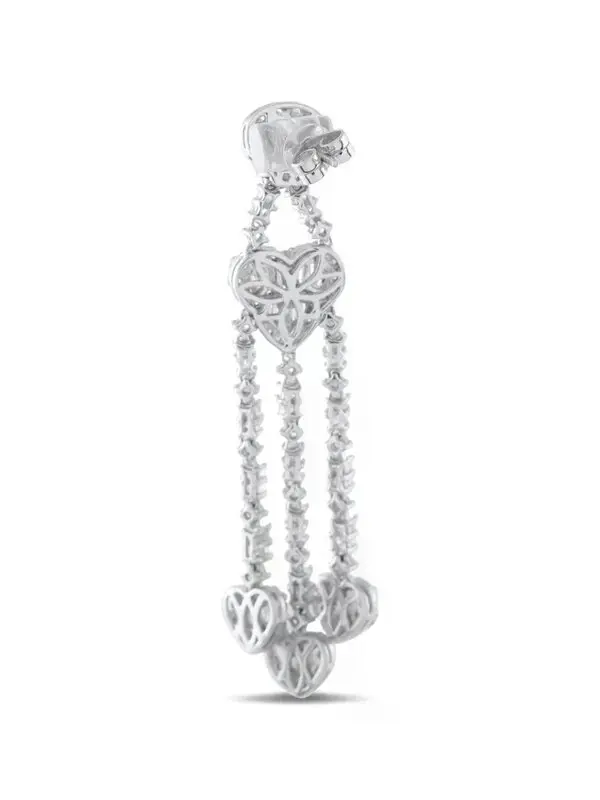LB EXCLUSIVE 18k White Gold Diamond Heart Drop Earrings