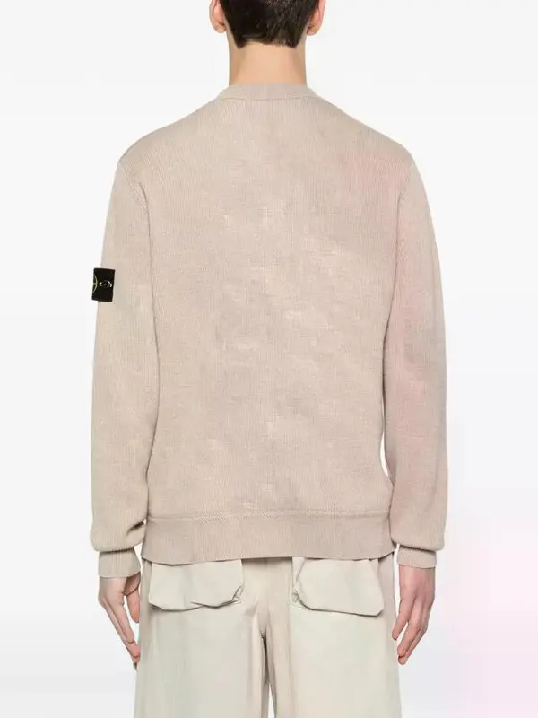 Stone Island Logo Patch Crew Neck Sweater - Neutrals